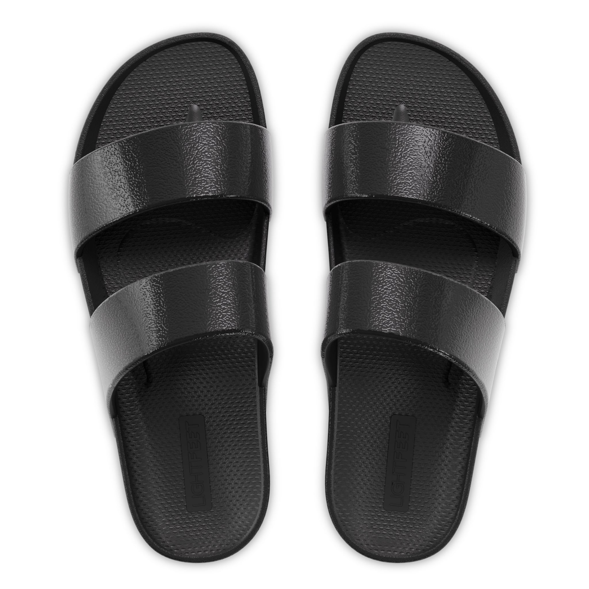 Black Shimmer - Lightfeet Double Strap Slides – Lightfeet AU