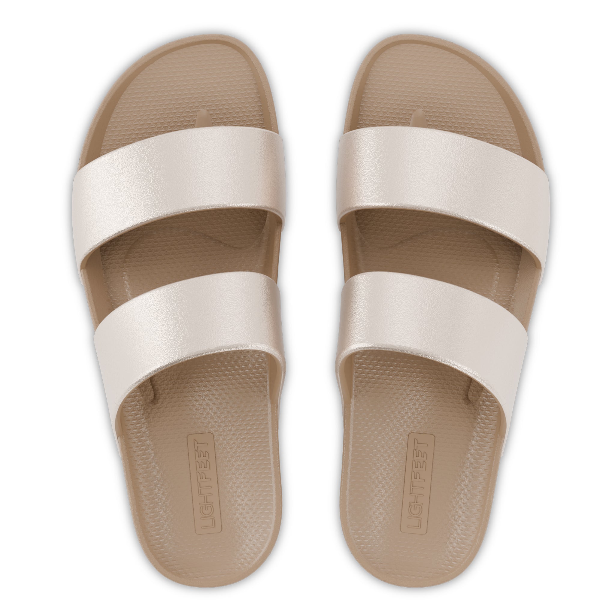 Latte Shimmer - Lightfeet Double Strap Slides – Lightfeet AU